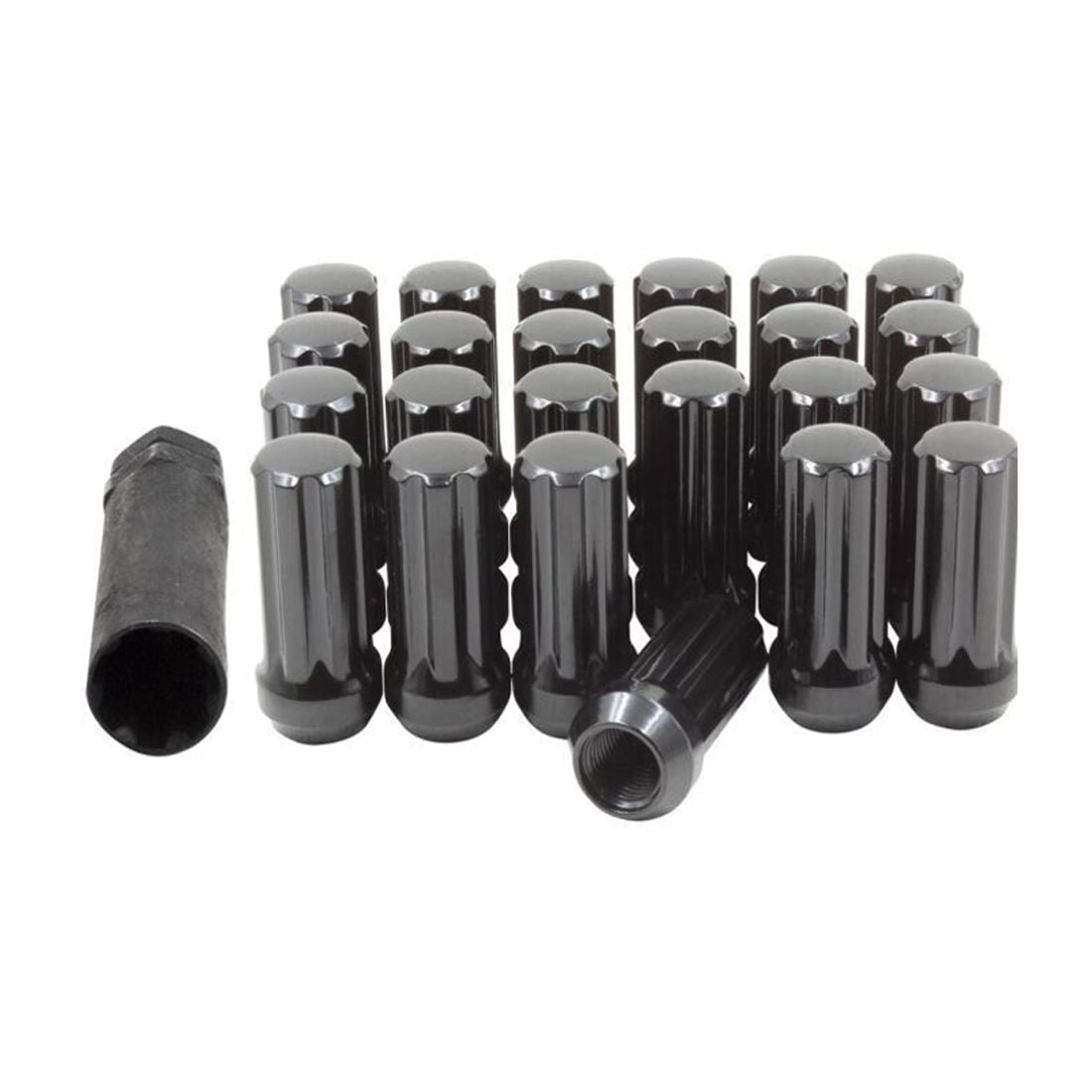 Geelife 24 Lug Nuts 14x2 Black Spline Drive Bulge Acorn 2" Long Ford ...