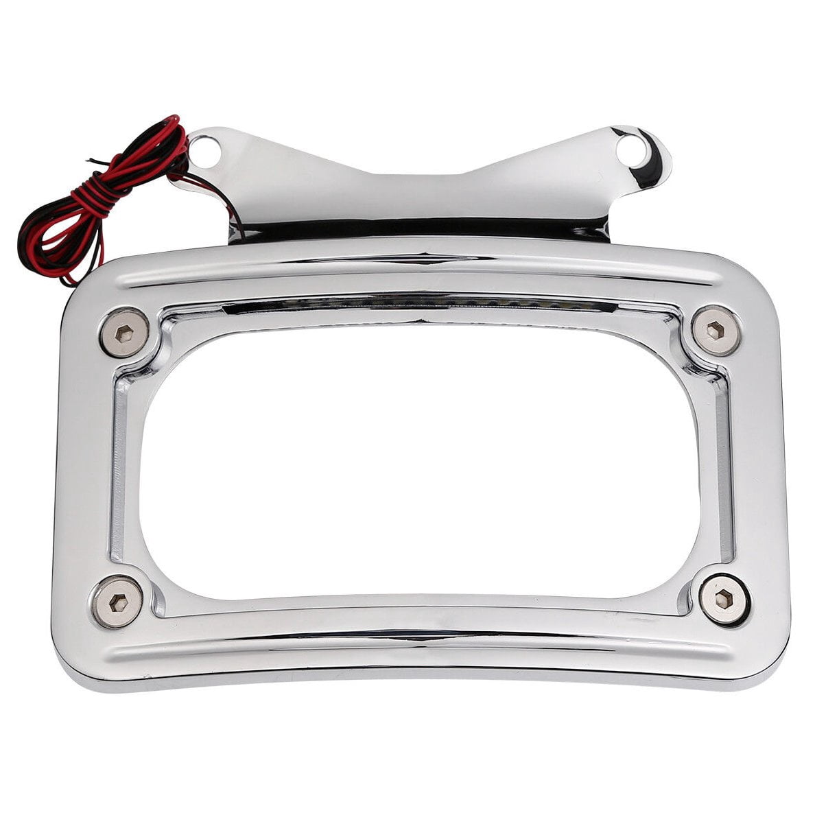 Geelife Chrome Curved Laydown License Plate Mount Frame w/Light For ...