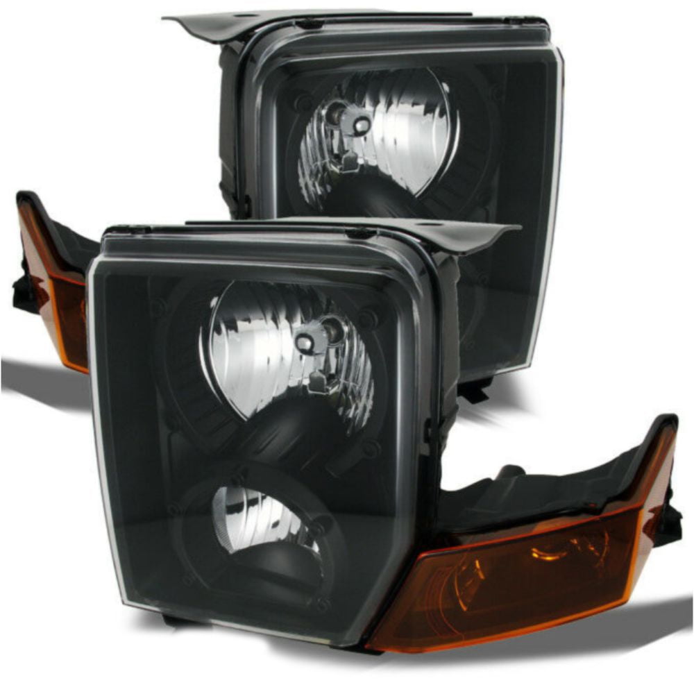 Geelife For 06-08 Jeep Commander SUV Amber Black Headlights Front Lamp ...