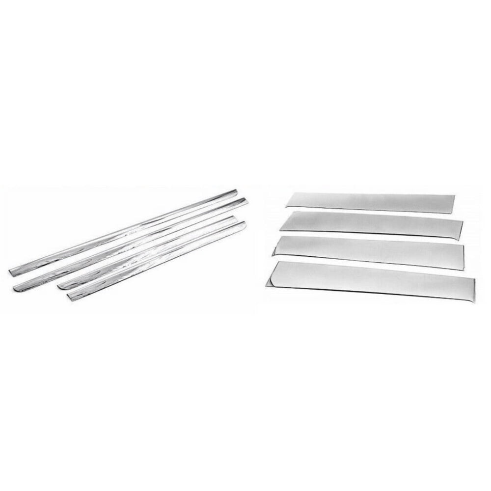 Geelife For Sierra Silverado Crew Cab Chrome Window Sill + Pillar Post ...
