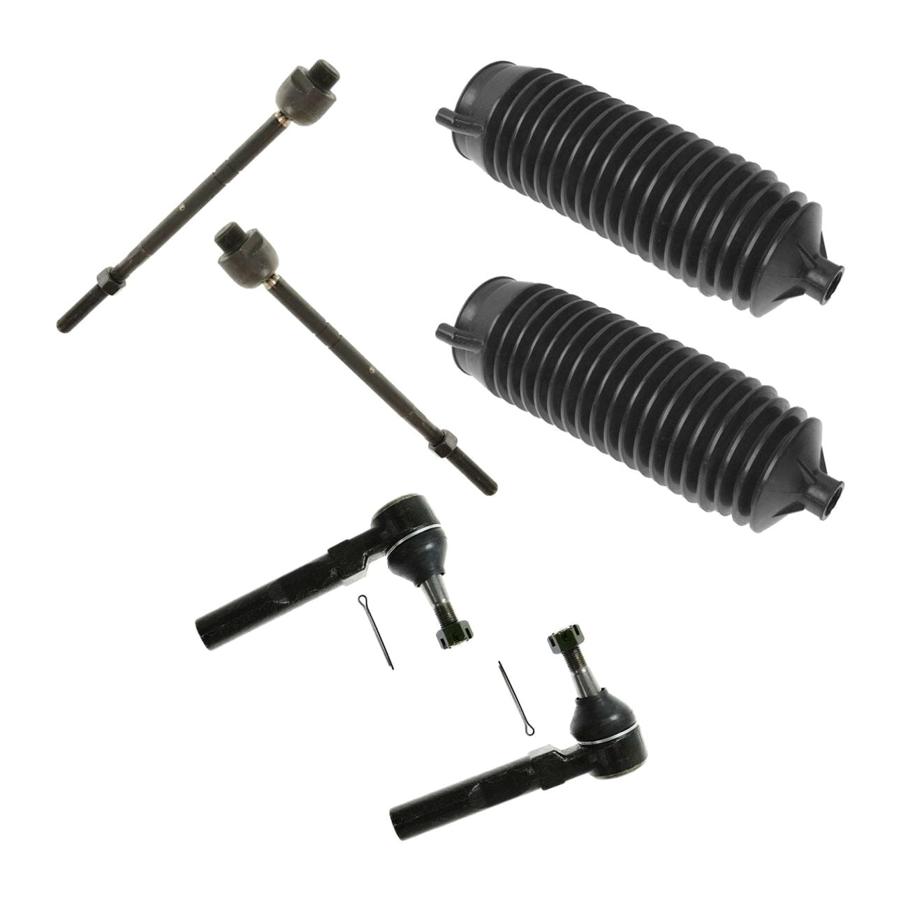 Geelife Front 6pc Steering Kit Bellows Boots Inner Outer Tie Rods for ...