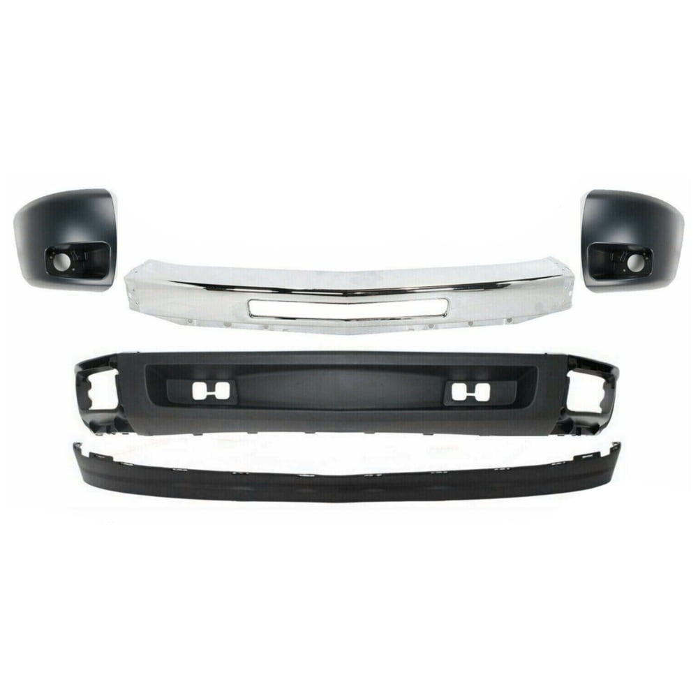 Geelife Front Bumper Chrome + Valance + End Cap Kit For Chevrolet 2007 ...
