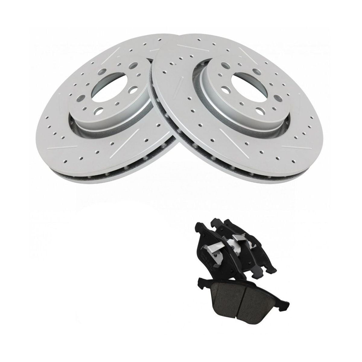 Geelife Front Posi Ceramic Brake Pad Performance Drilled Slotted Zinc ...