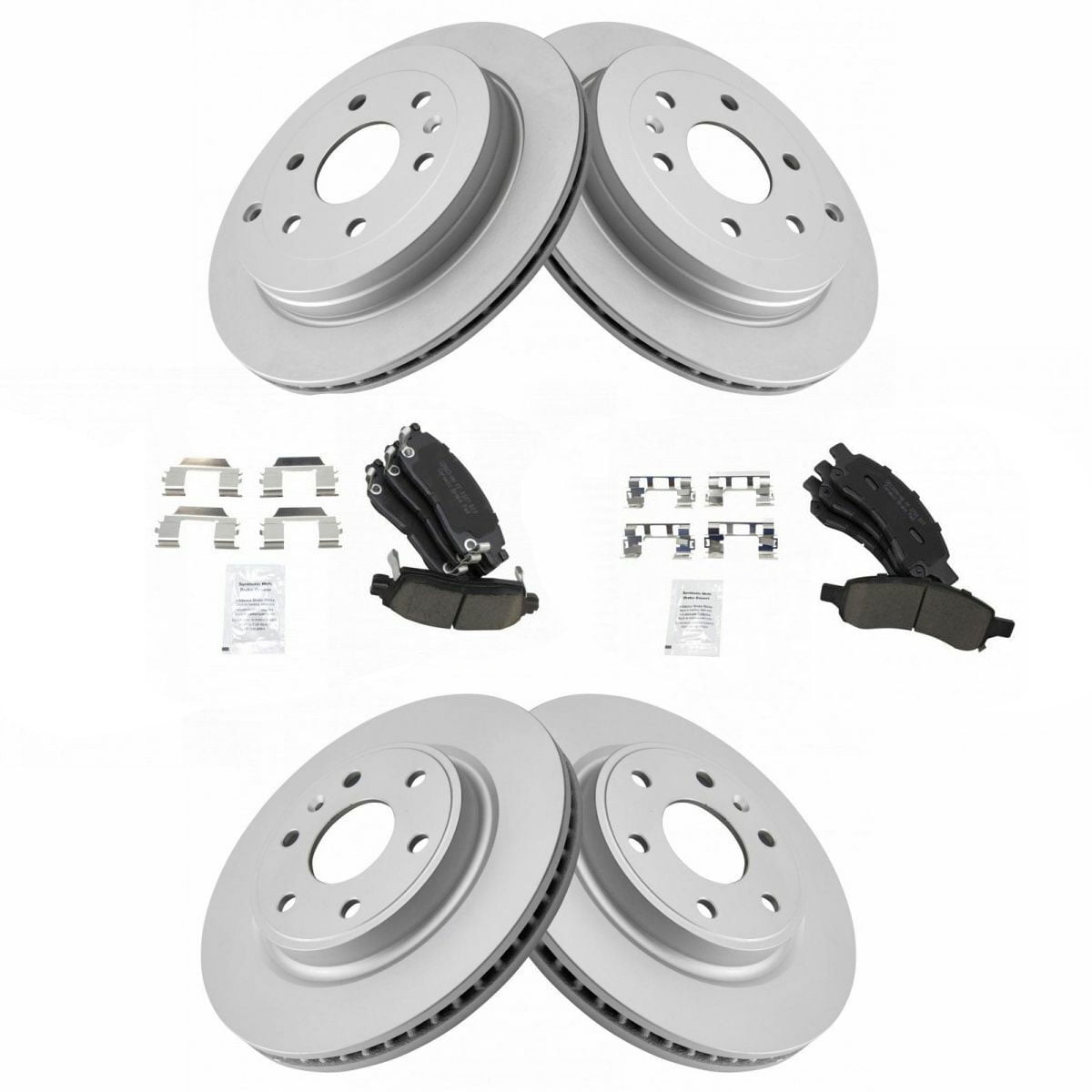 Geelife Front & Rear Ceramic Disc Brake Pads & G-Coated Rotor Kit for ...
