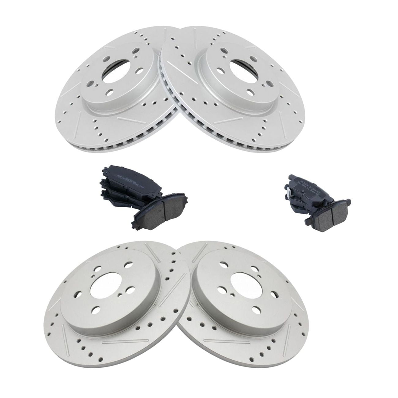 Geelife Front & Rear Semi-Metallic Brake Pad & Performance Rotor Kit ...
