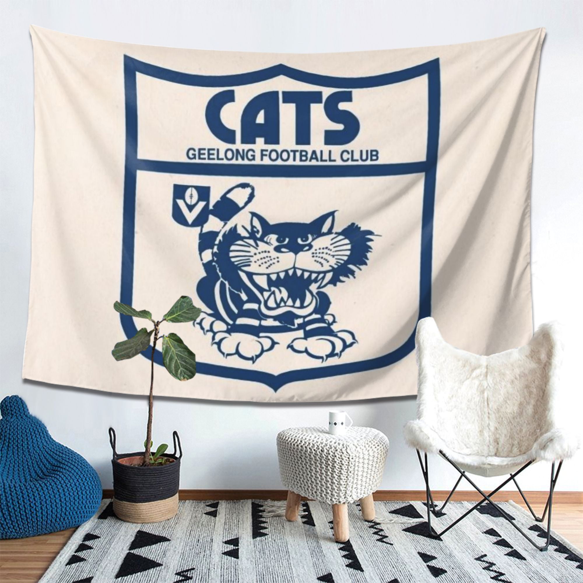 Geelong Football Club Cats Logo Tapestry - Official Team Crest & Mascot ...