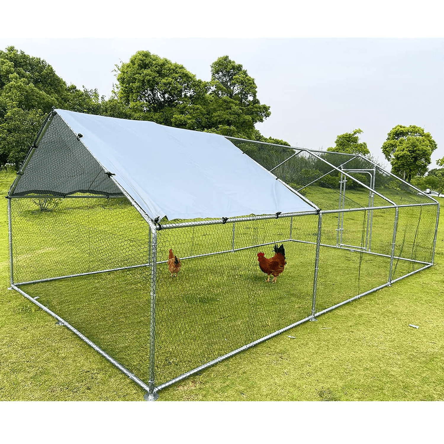 Geeloon Extra Large Chicken Coop Run Pen Cage Hen House 10x20ft, Metal ...