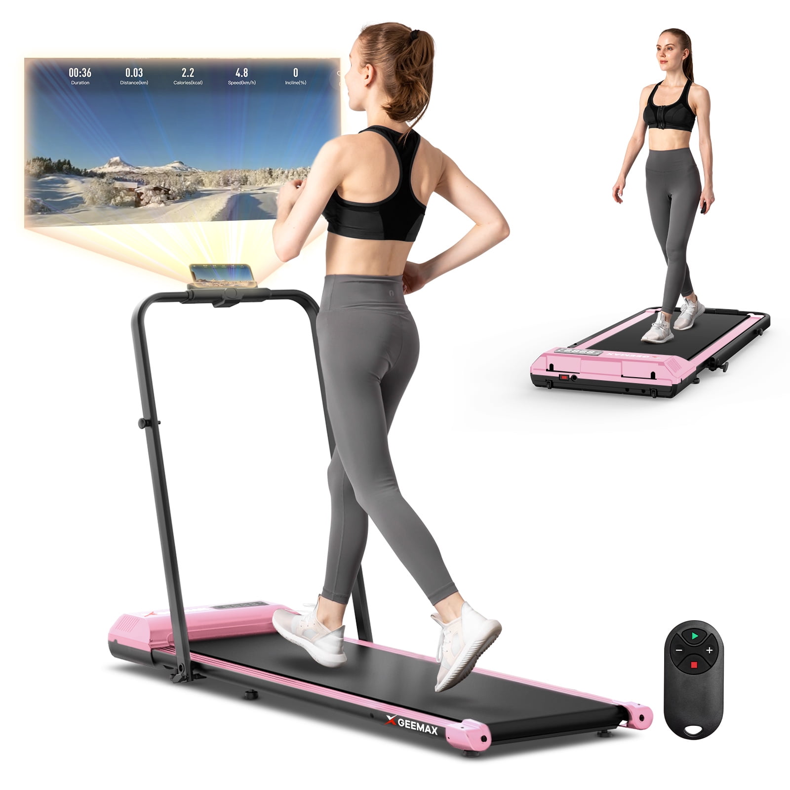 Geemax 2 in 1, 0 Degree Folding Treadmill Electric Small Treadmill, 265 ...