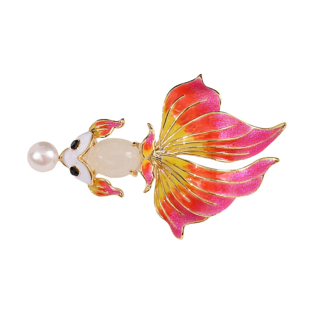 Geemin Elegant Gradient Color Goldfish Brooch With Pearls Versatile ...