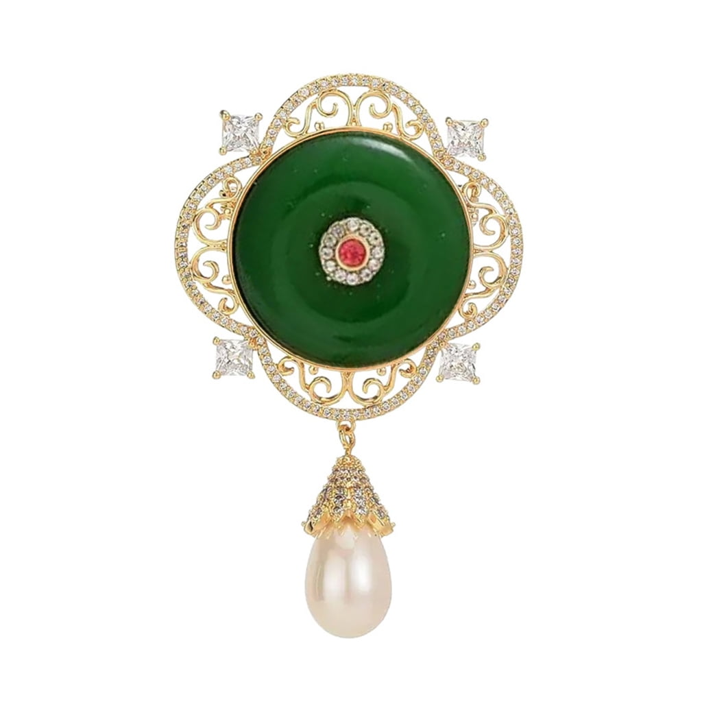 Geemin Openwork Pearls Accent Brooch Symbol of Blessings for Qipao ...