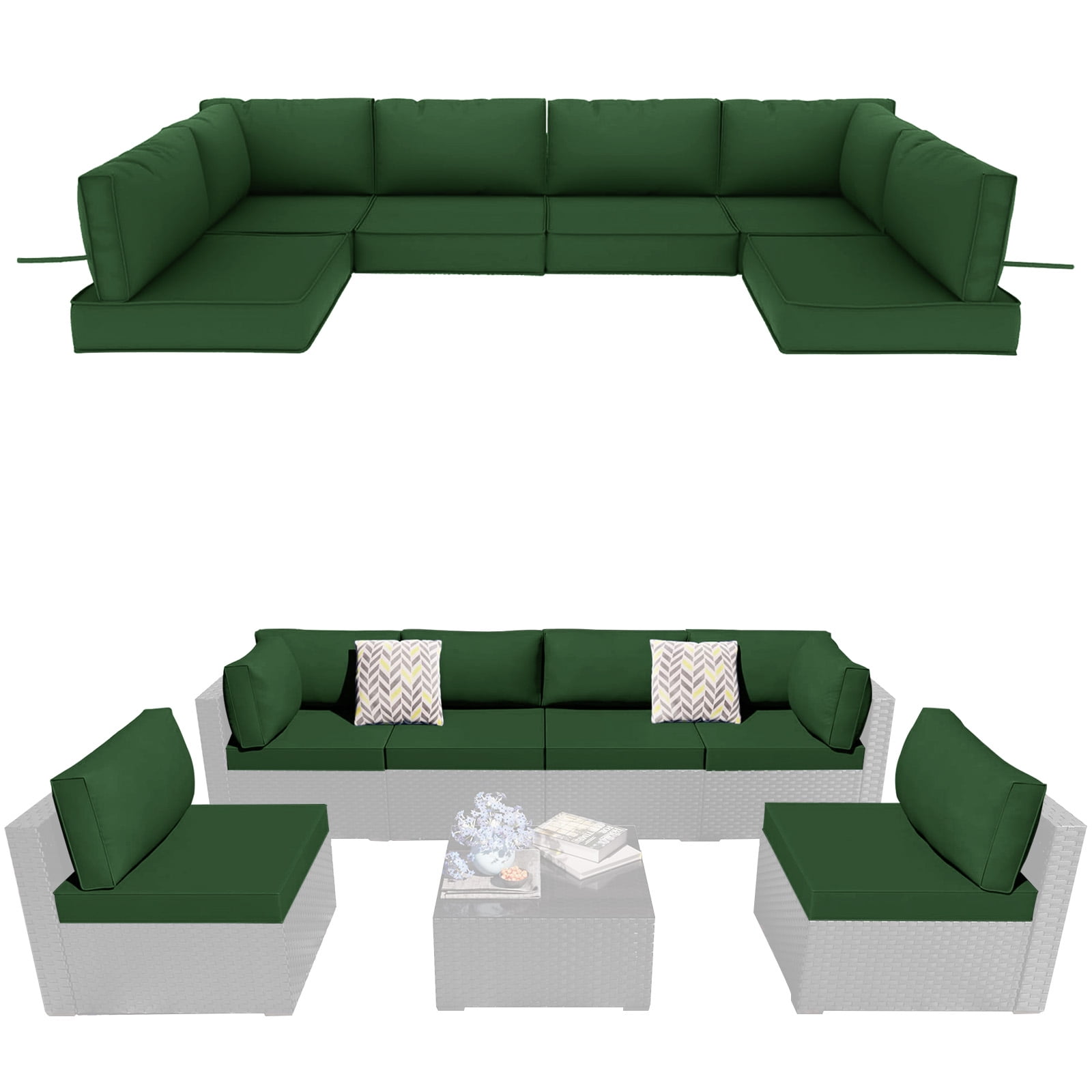 Geemuslly 14-Piece Outdoor Sectional Replacement Cushion Set ...
