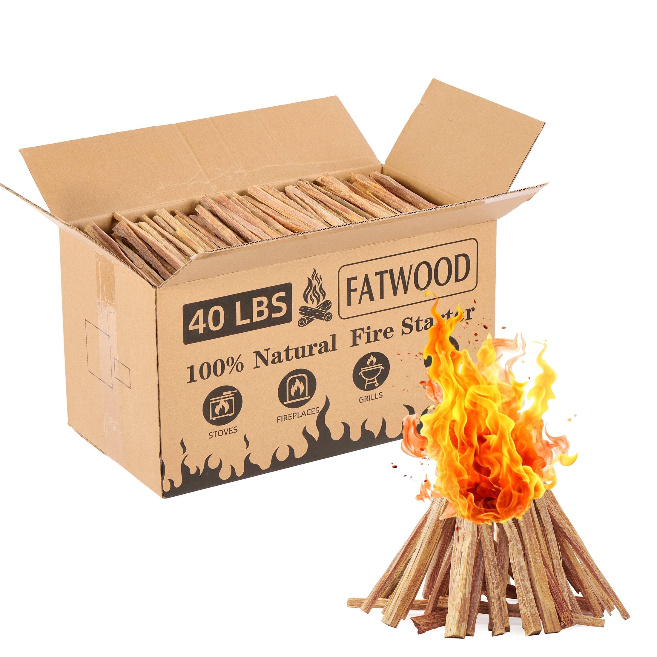 Geemuslly 40 lbs Premium Fatwood Fire Starter Sticks, Natural Kindling ...