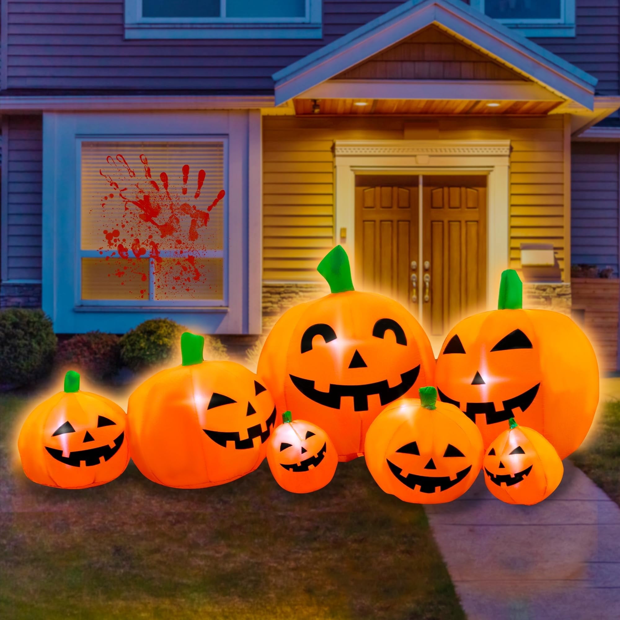 Geemuslly 7 FT Halloween Inflatable Pumpkin Patch with LED Lights ...