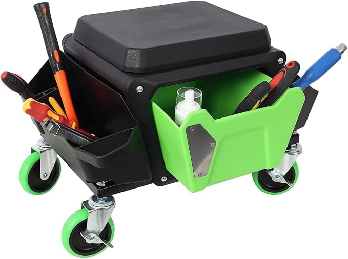 Geemuslly Rolling Mechanic Shop Stool - 330LB Capacity, Swivel Caster ...