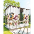Geen Blue Red Bird Outdoor Curtains for Patio, Spring Pink Flower White ...