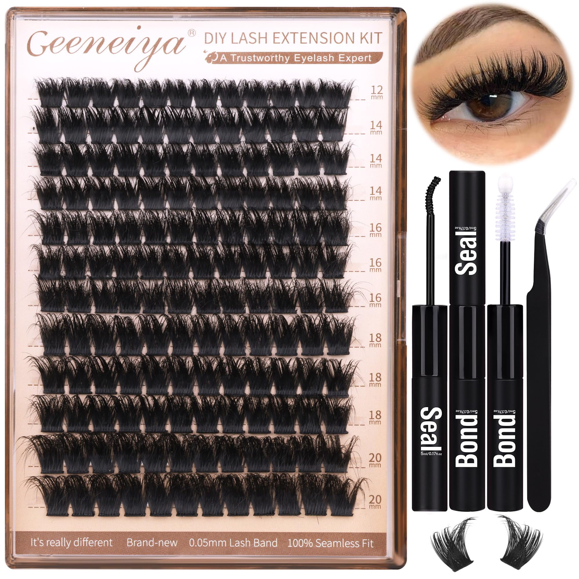 Geeneiya 200D Fluffy Lash Clusters Kit Thick Lash Kit 10-20mm Wispy ...