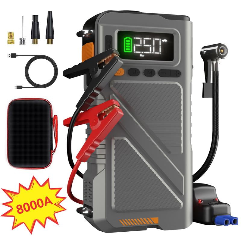 Geeneu 8000A Portable Starter with Air Pump, 10-in-1 for Gas & Diesel ...