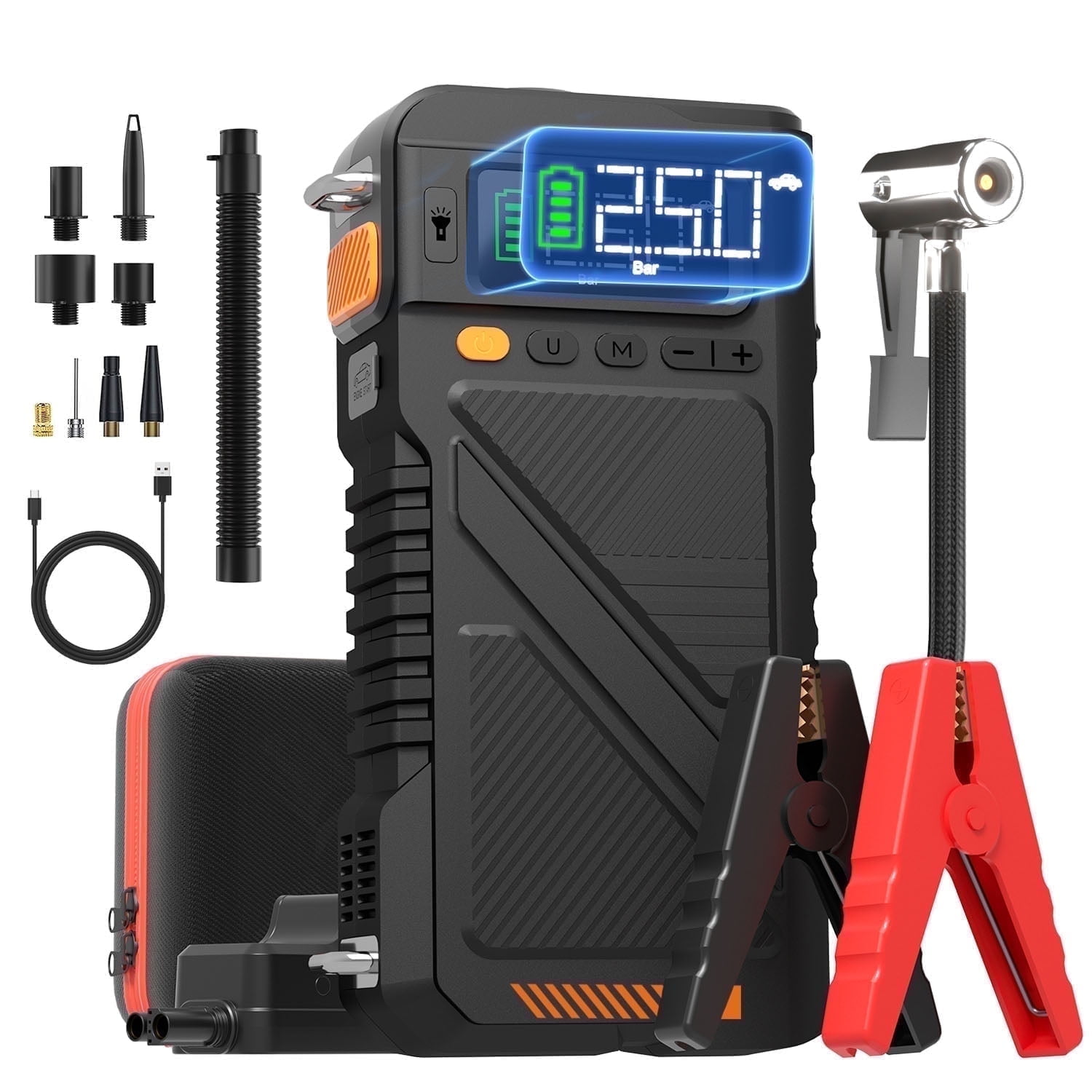 Geeneu Upgraded 8000A Jump Starter with Air Compressor, Portable 12V ...