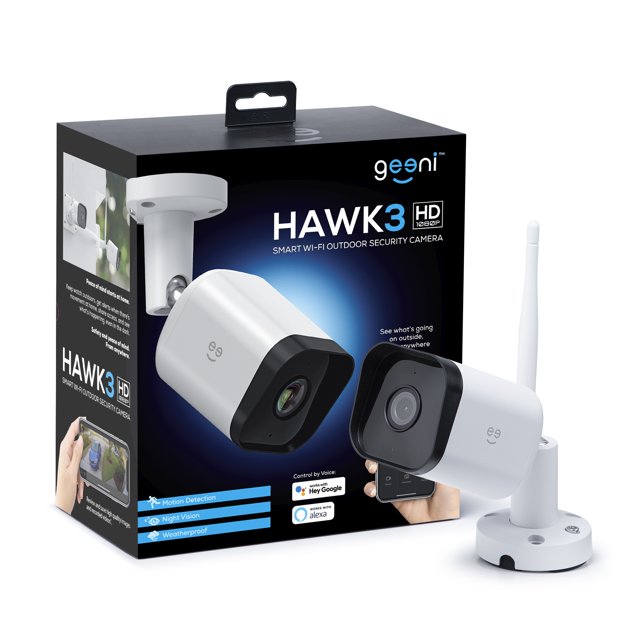 Geeni Hawk 3 HD 1080p Outdoor Security Camera, IP66 Weatherproof, Night ...
