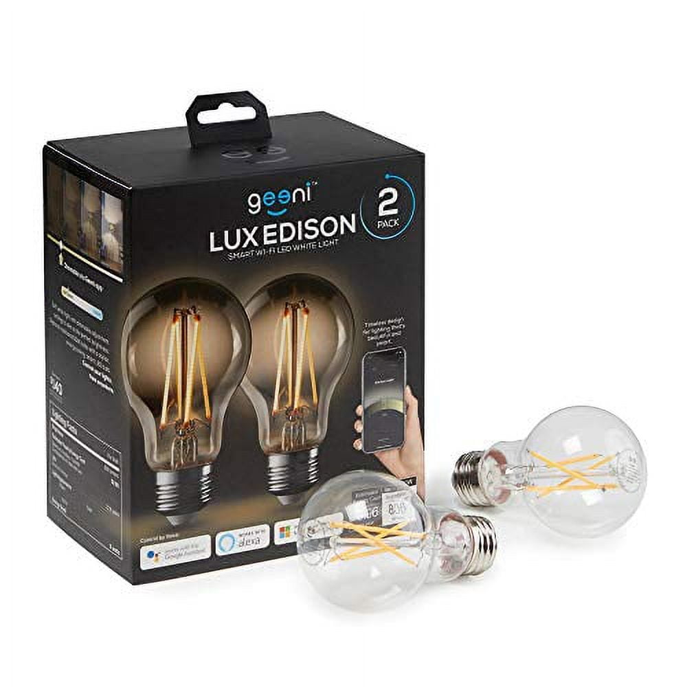 Geeni LUX Edison Wi-Fi LED Smart Bulb, 2-Pack, Soft White, Dimmable ...