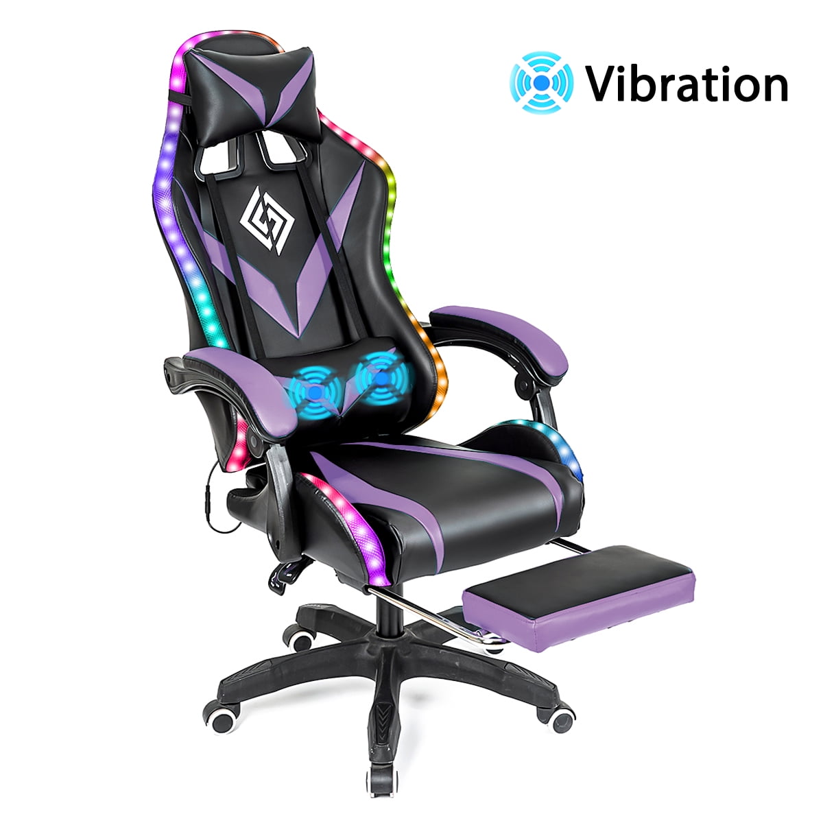 Geepro Ergonomic Gaming Chair with RGB LED Lights and Adjustable ...