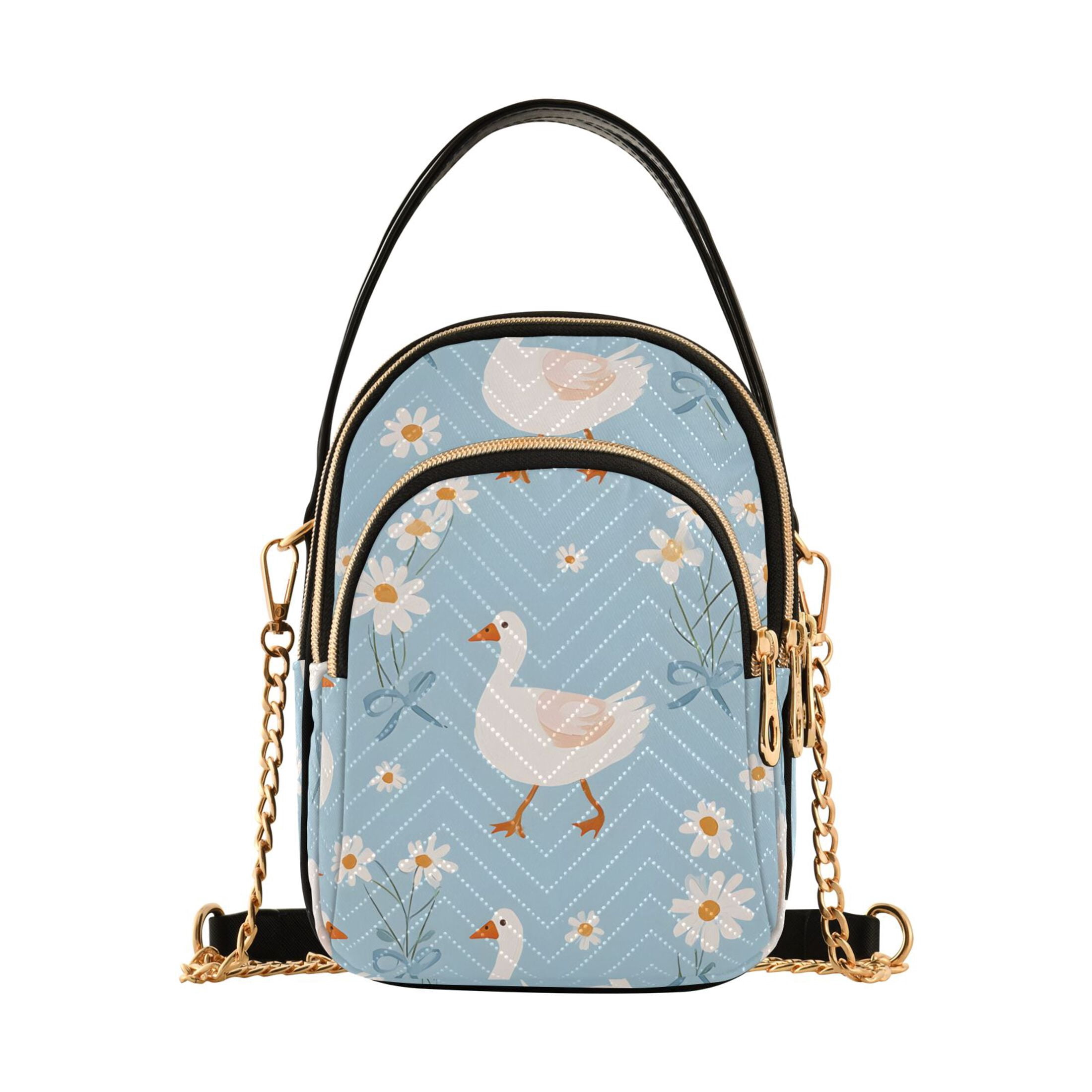 Geese Daisy Pattern Women's Crossbody Handbags Leather Crossbody Bags ...