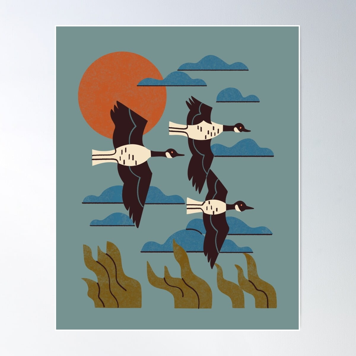 Geese Flying South Poster Wall Art, Modern Wall Decor For Living Room ...