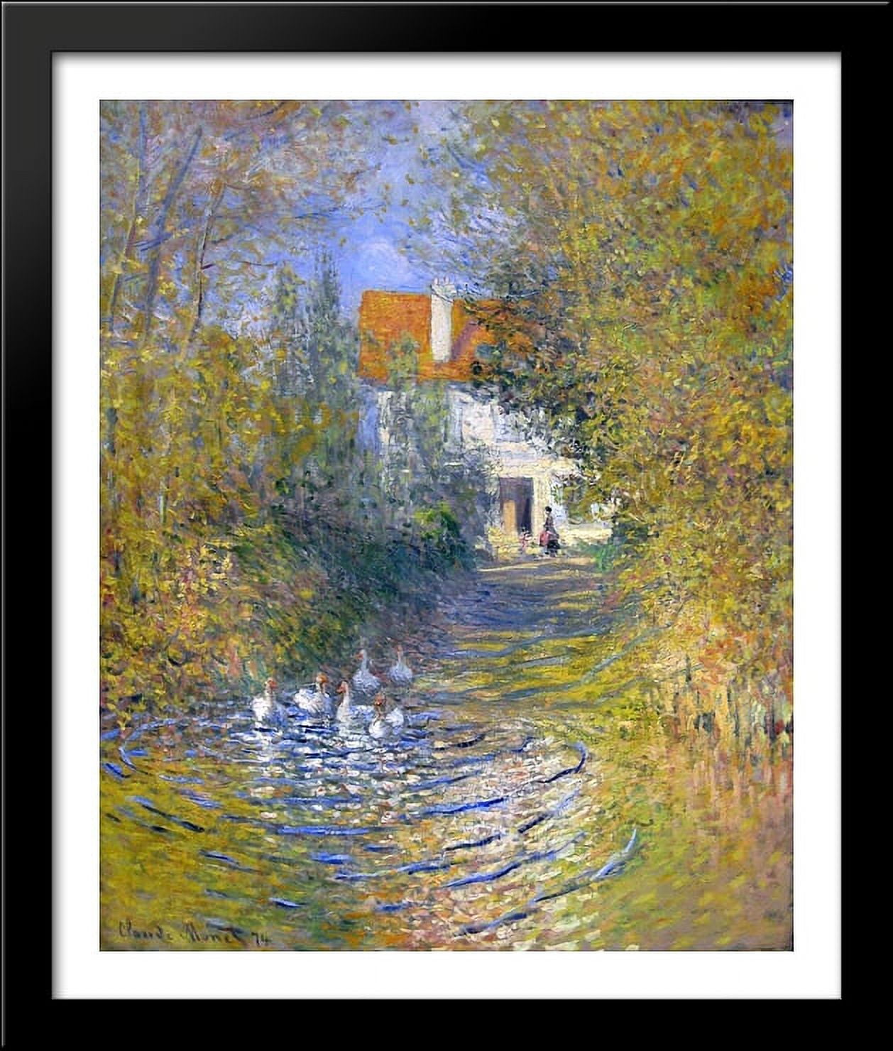 Geese in the creek 28x34 Large Black Wood Framed Print Art by Claude ...