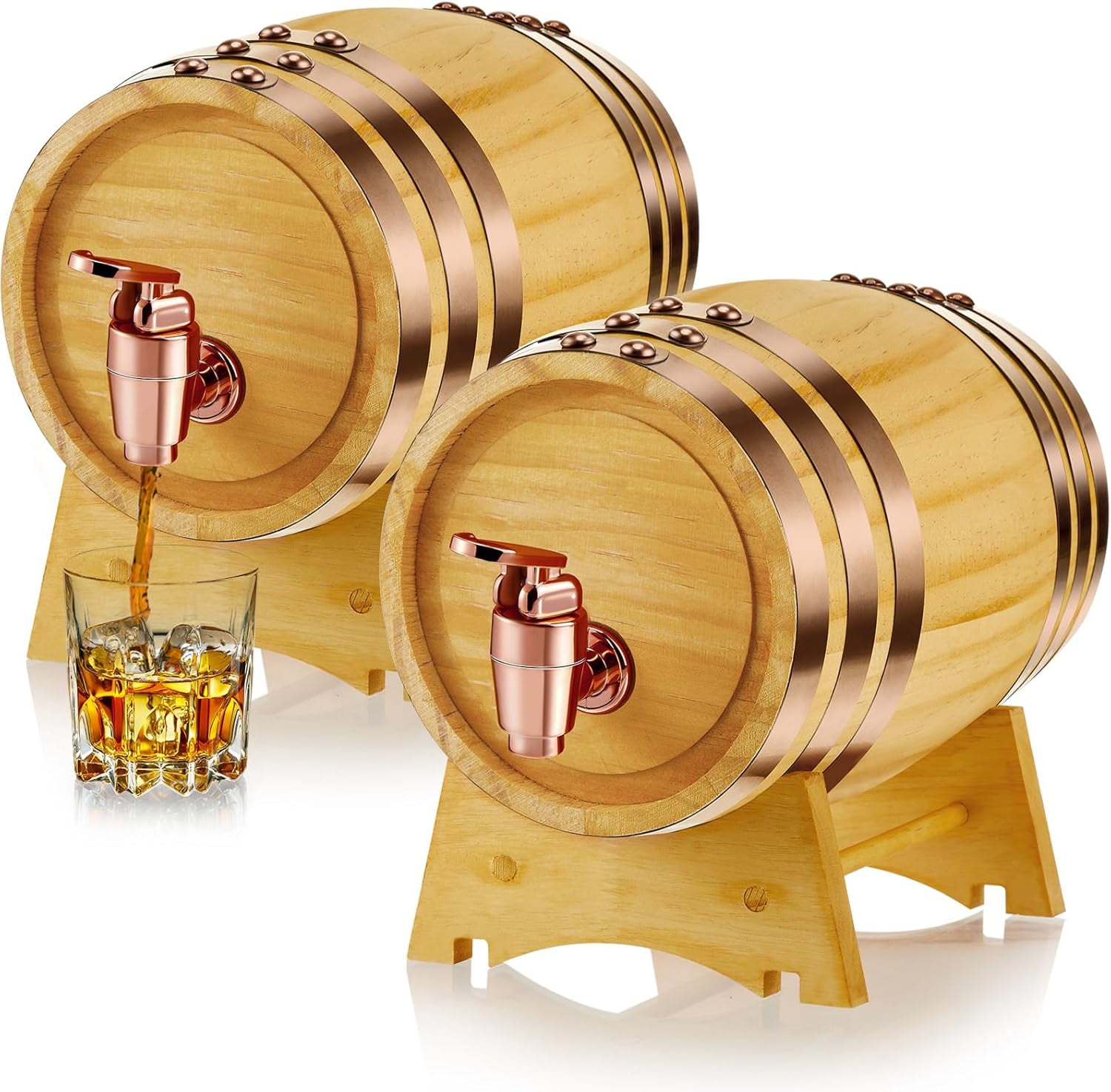 Geetery 2 Liter Oak Barrel with Stand Wooden Whiskey Barrel Vintage ...