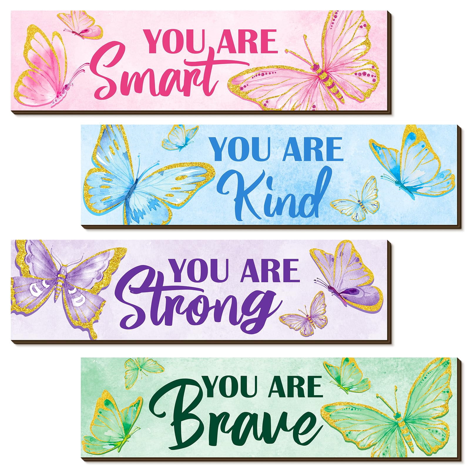 Geetery 4 Pcs Butterfly Inspirational Quote ATT1Wooden Sign Bedroom ...