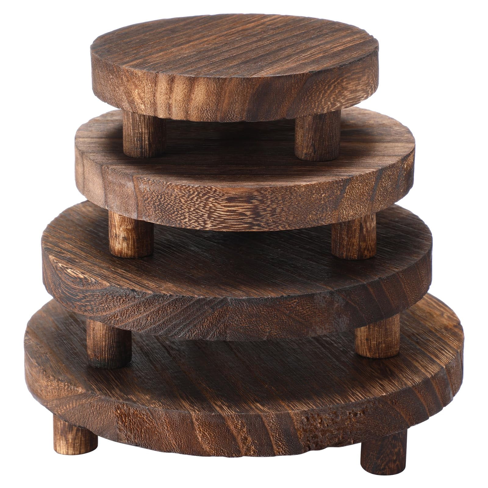 Geetery 4 Pcs Wooden JKF25 Risers for Display Wood Pedestal Stand Mini ...