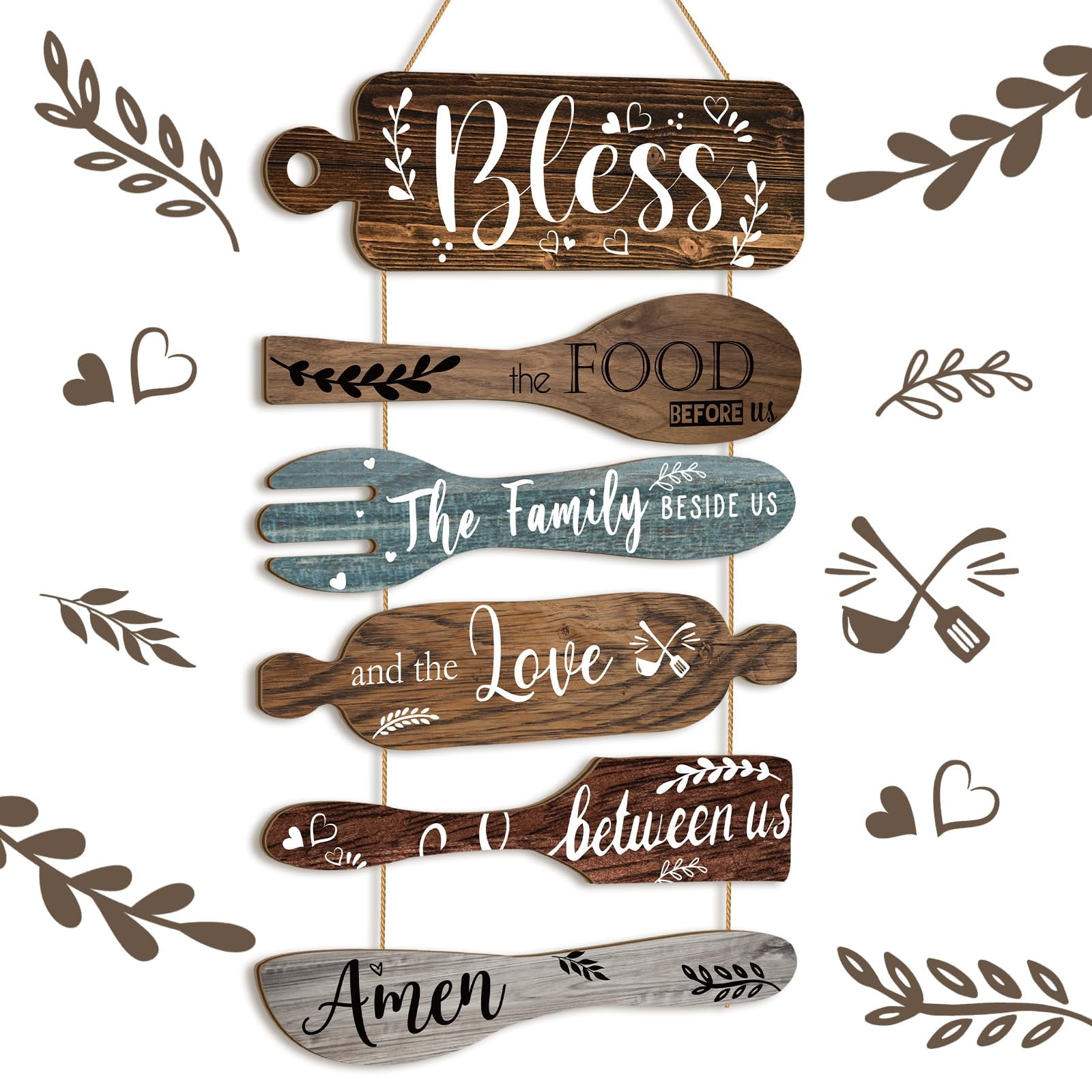 Geetery 6 Pcs Bless the Food Before Us Sign Farmhouse Kitchen Wall ...