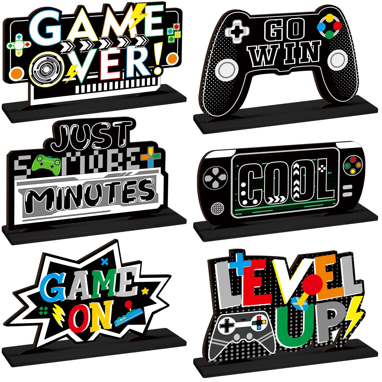 Geetery 6 PcsUMRT Video Game Party Centerpieces Wood Level up Birthday ...