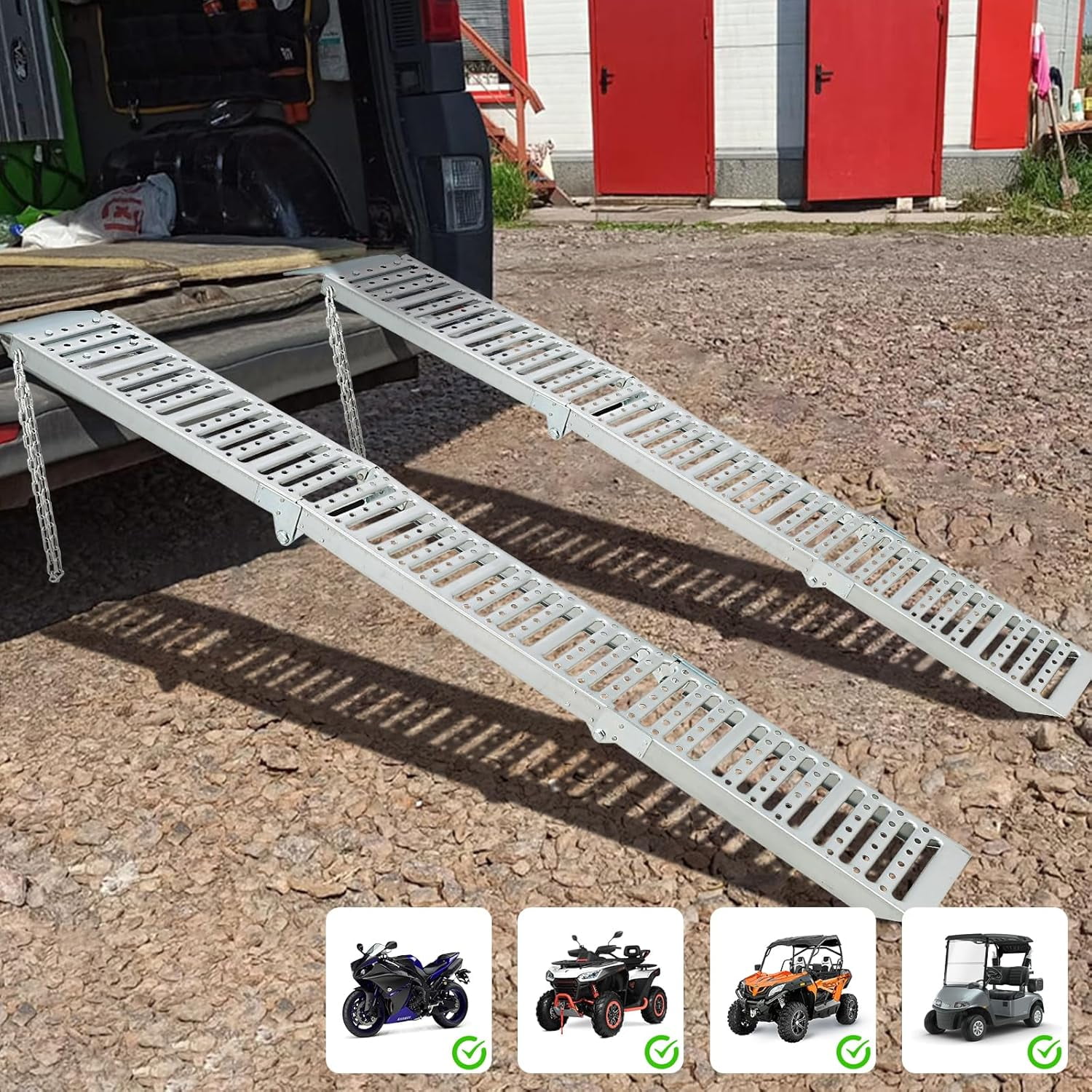 Geetinfly 2-Pack 6FT Tri-Fold Steel Loading Ramps,1000LB Capacity Heavy ...