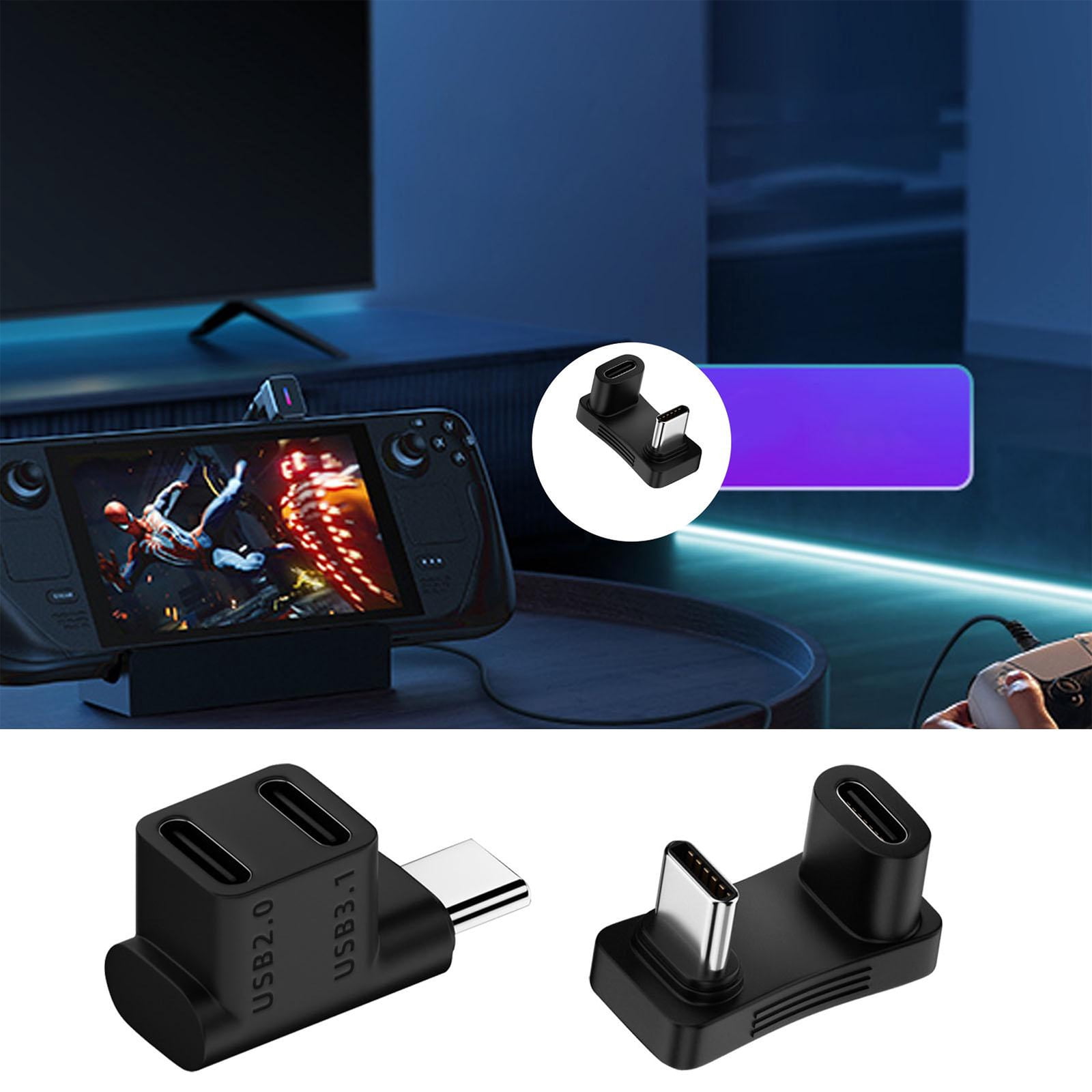 Geetinfly 2-in-1 Adapter Type C Male To Female Charging Transmission ...