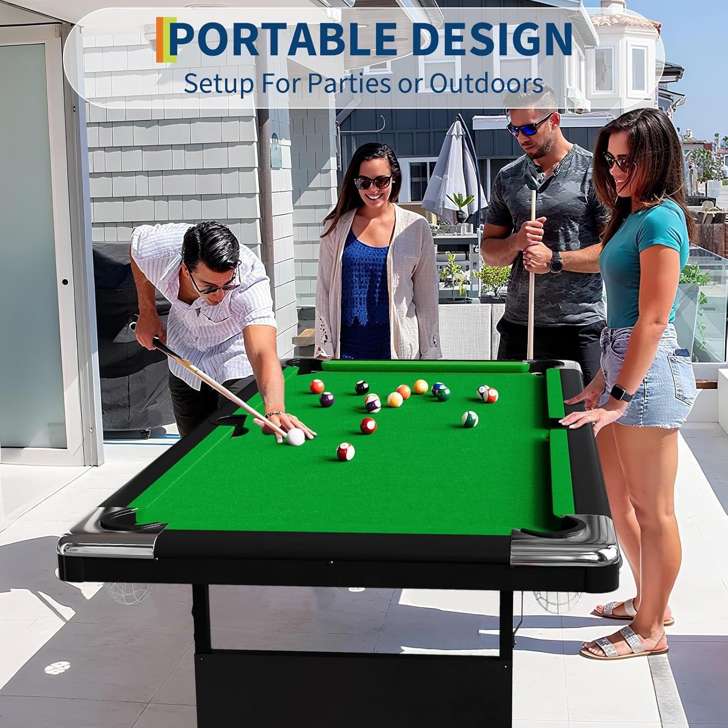 Geetinfly 3 in 1 Foldable Pool Table,7FT Portable Billiard Table for ...