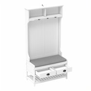 Aukfa Upholstered Storage Bench with 3 Drawers, Flip-Open Storage Box ...