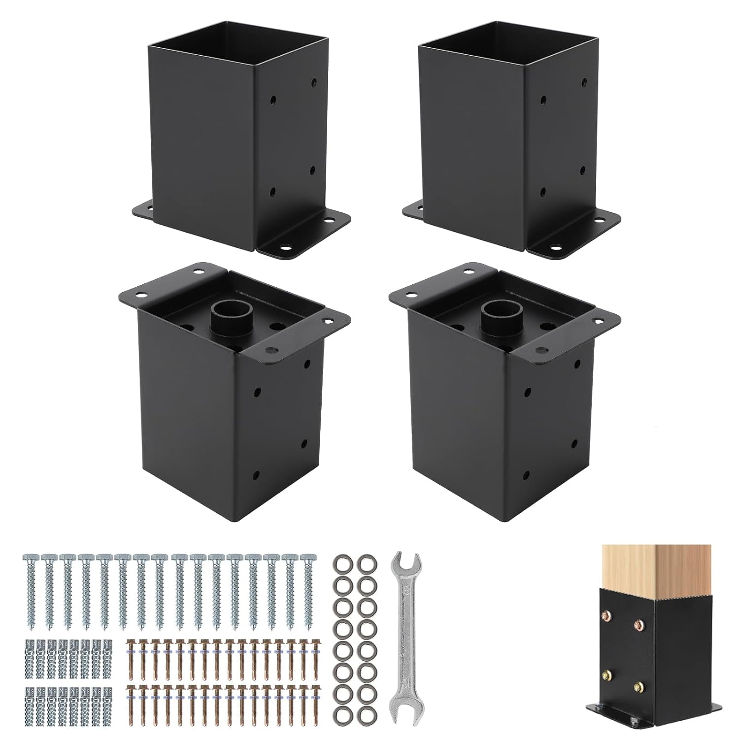 Geetinfly 4Pcs 4x4" Post Base, Heavy-Duty Post Bracket for Concrete ...