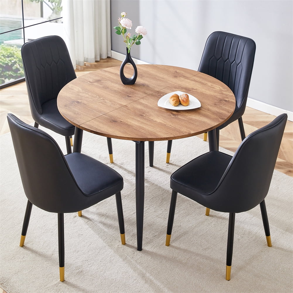 Geetinfly 5-Piece Dining Table Set With 4 PU Upholstered Chairs, Modern ...