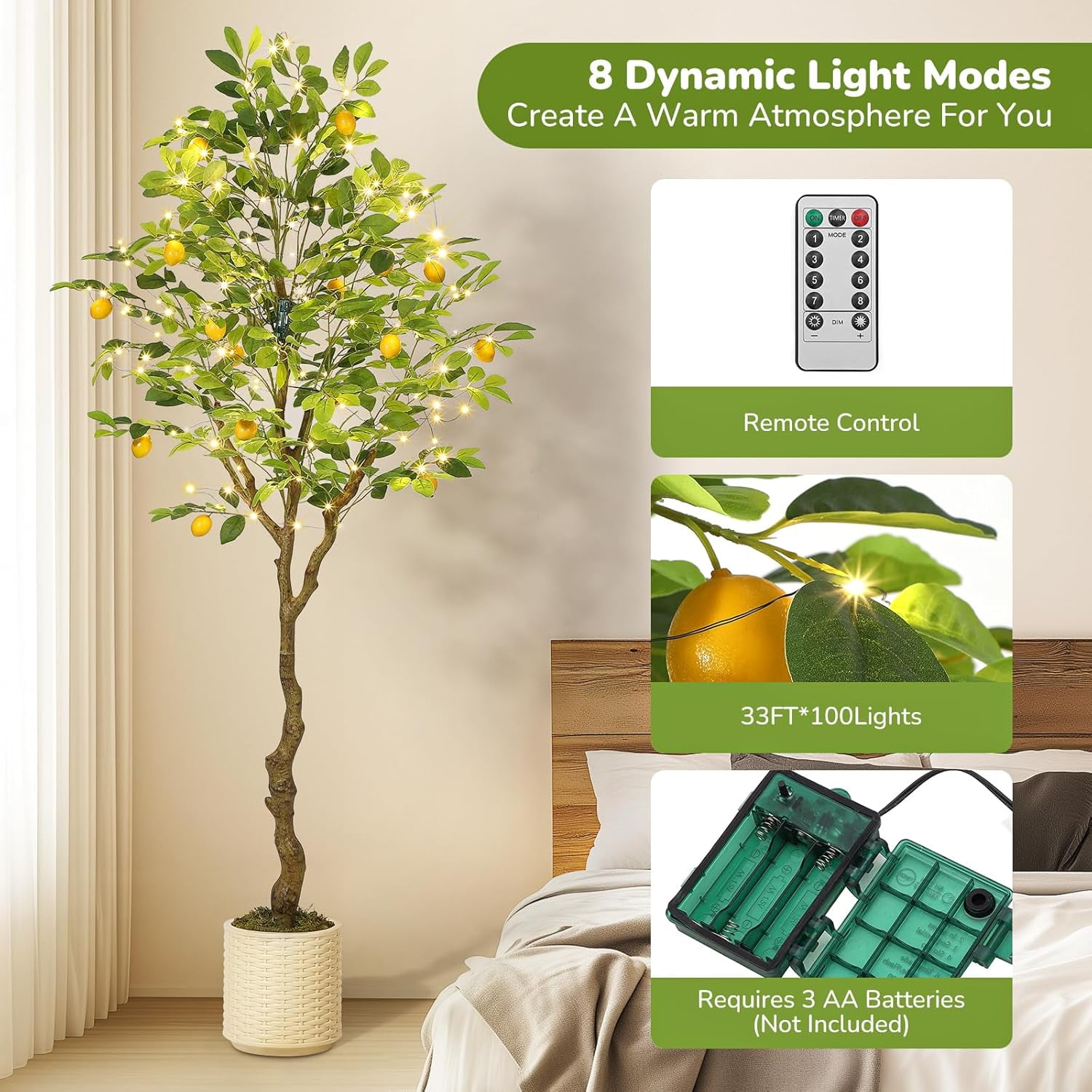 Geetinfly Artificial Lemon Tree,Indoor Home Decoration,with Lights and ...