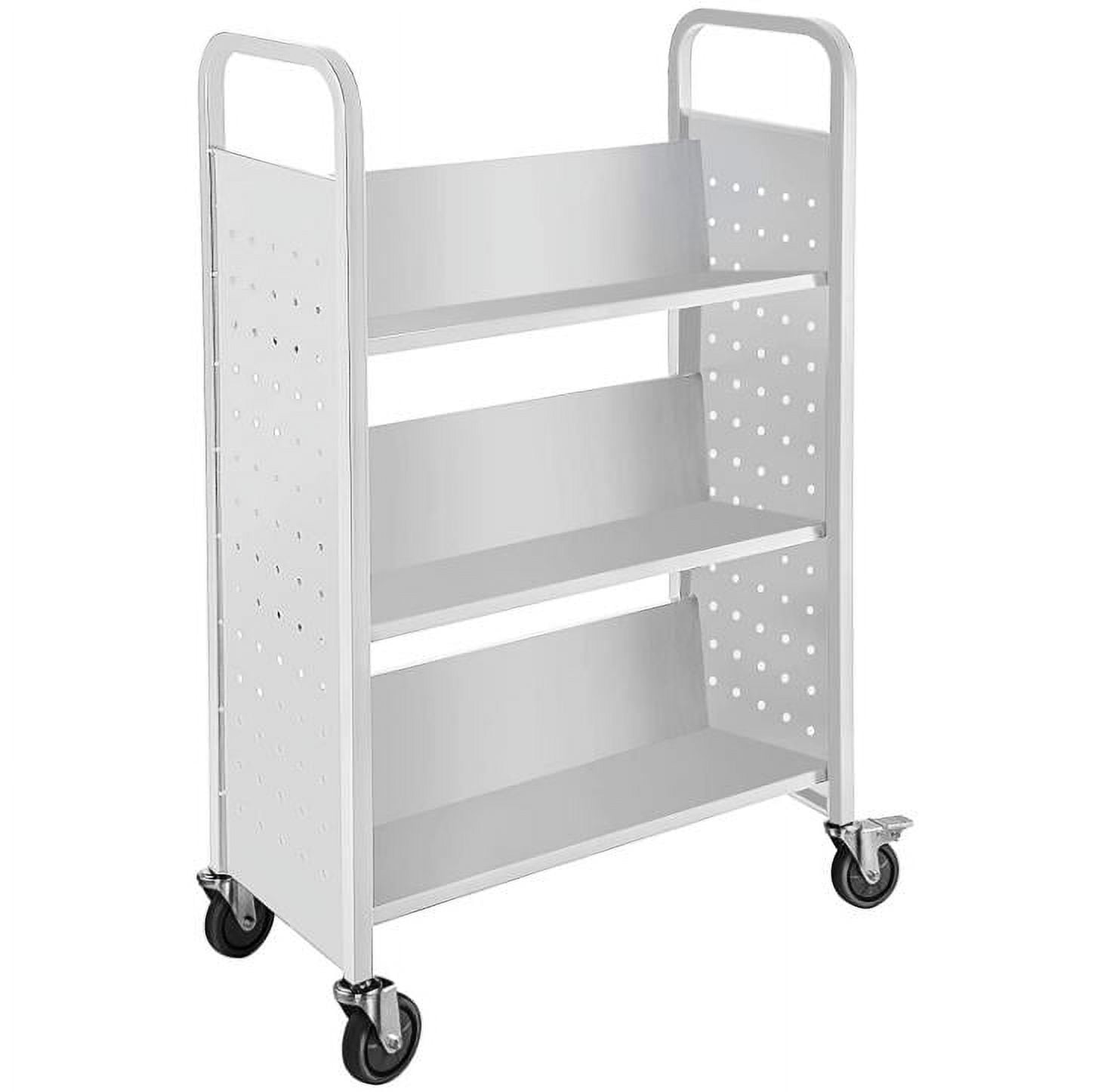 Geetinfly Book Cart,200LBS Library Cart,V-Shaped Rolling Book Cart with ...