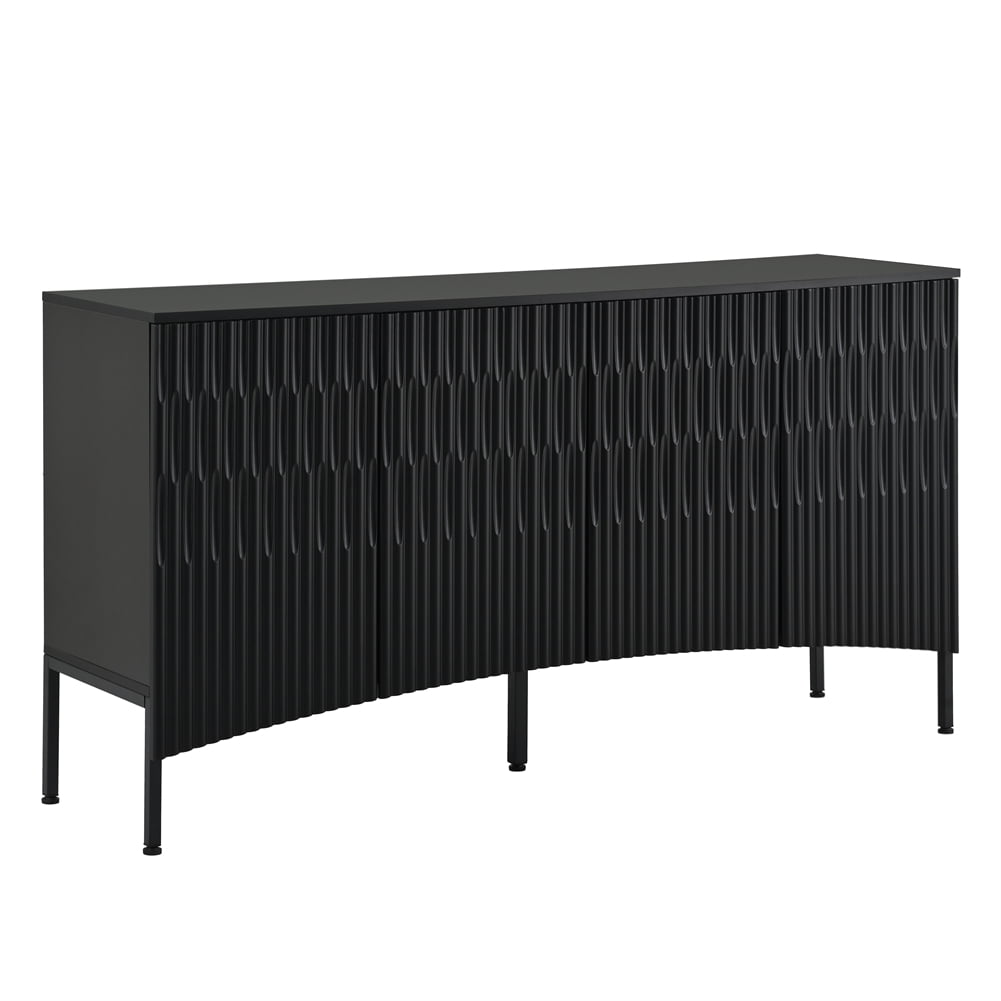 Geetinfly Buffet Cabinet Storage Sideboard With 4 Curved Bottom Doors ...