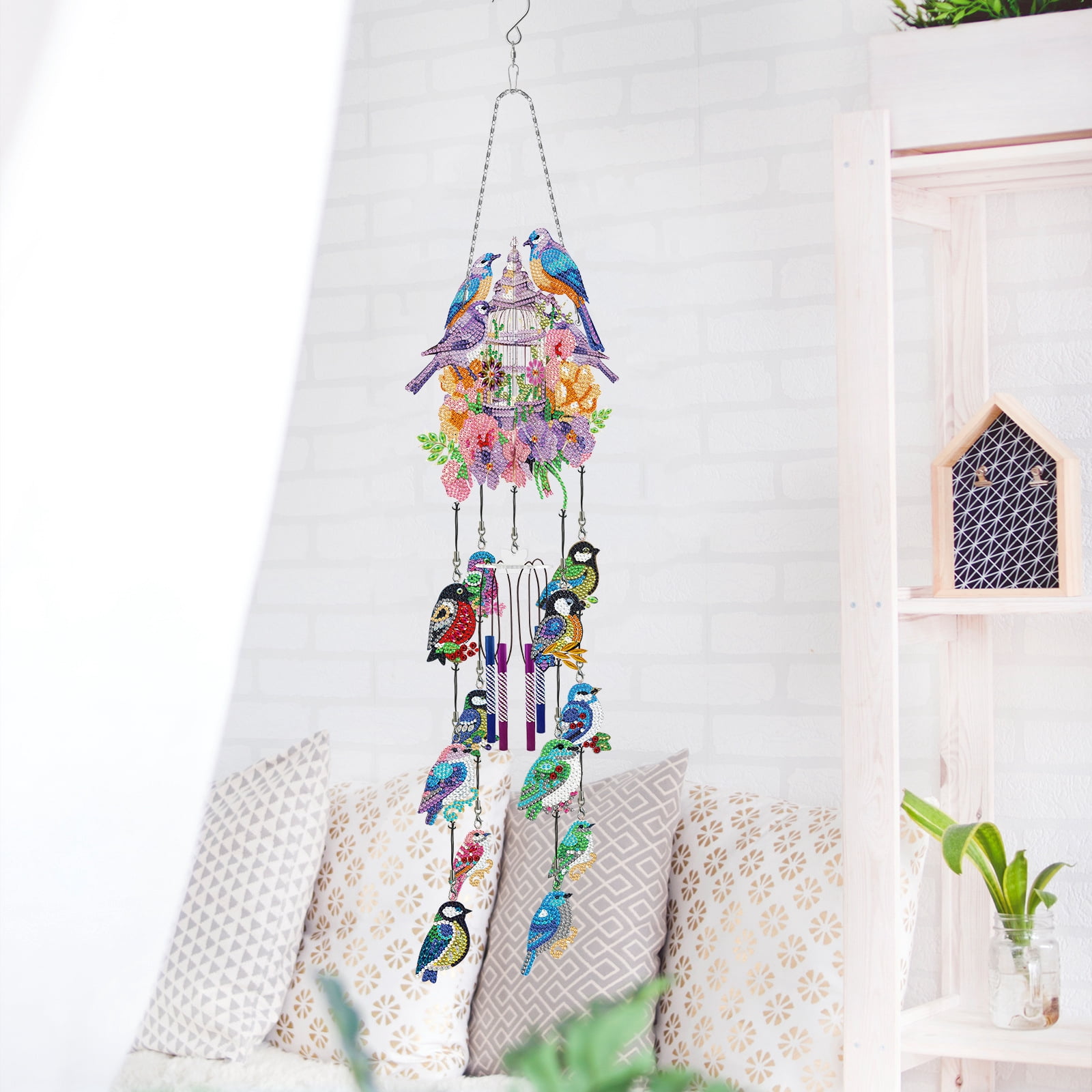 Geetinfly Diamond Art Painting Wind Chimes 3D DIY Butterfly Hanging ...