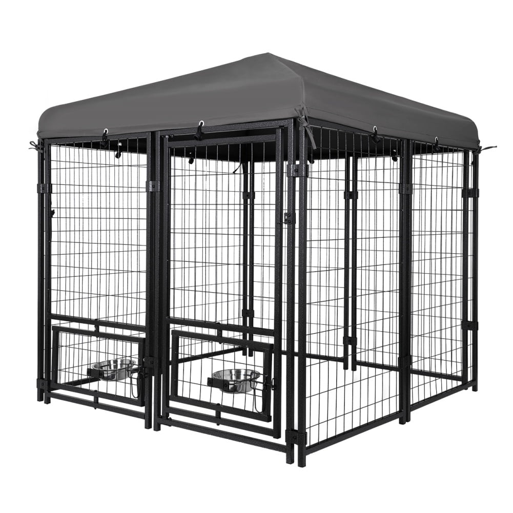 Geetinfly Dog Playpen Outdoor, Anti-Rust Dog Kennel Outside With Roof ...