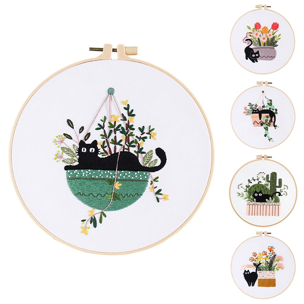 Geetinfly Embroidery Starter Kit Cute Cat Design DIY Cross Stitch Kits ...