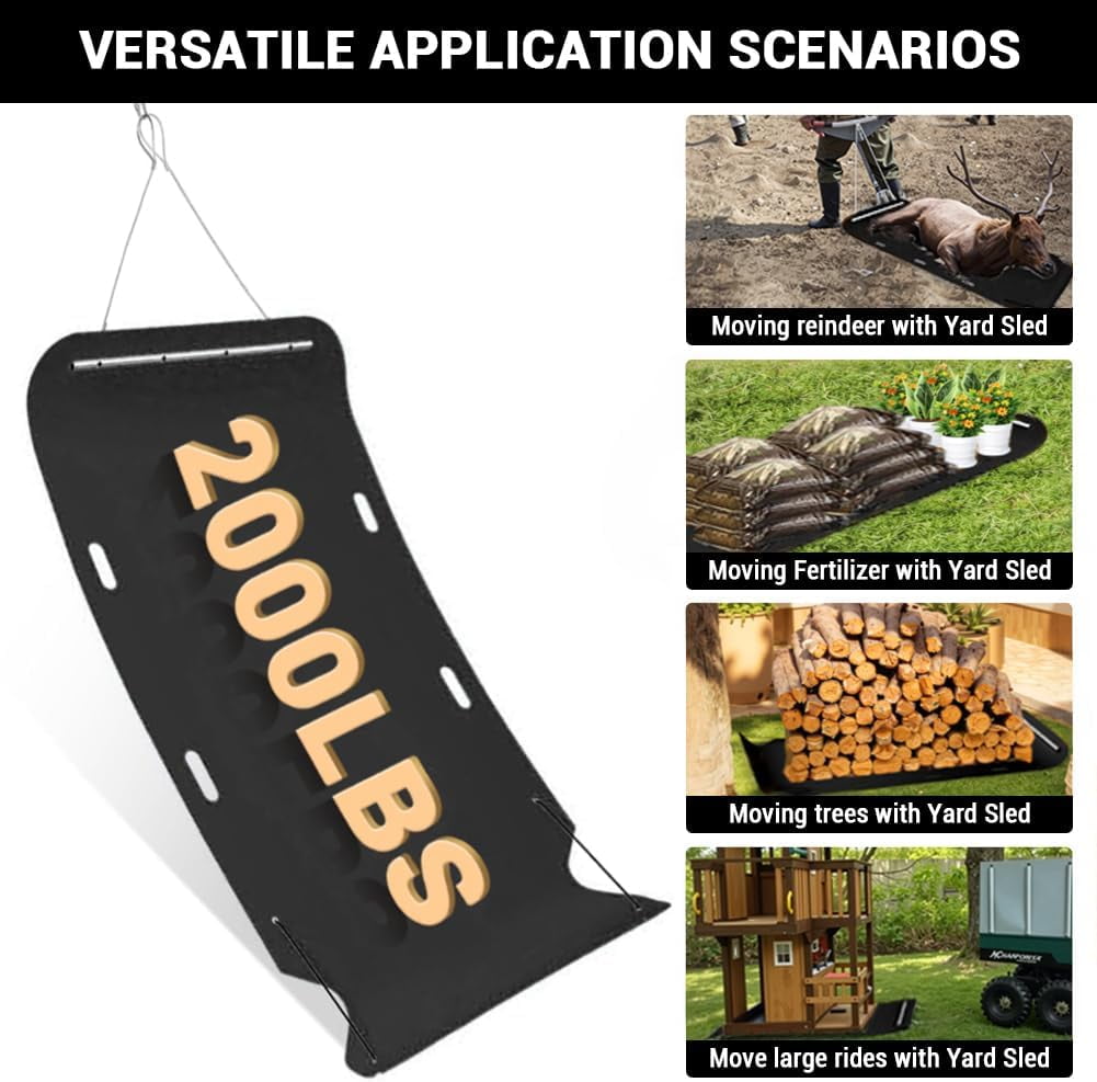 Geetinfly Heavy Duty Yard Drag Sled,47x 100inch All-Terrain HDPE Drag ...