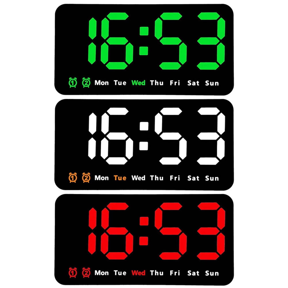 Geetinfly LED Digital Wall Clock With 2 Alarm Large Display Alarm Clock ...