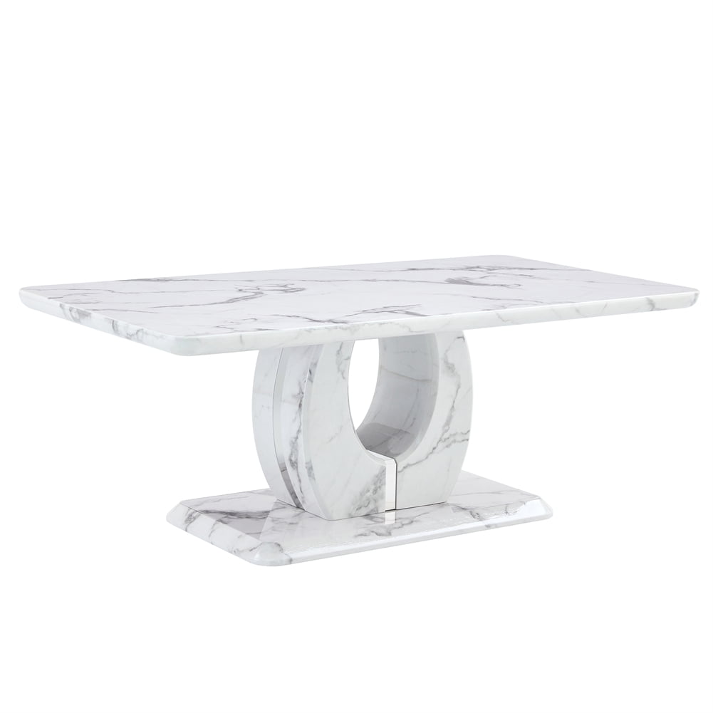 Geetinfly Modern Coffee Table For Living Room, Rectangle Faux Marble ...