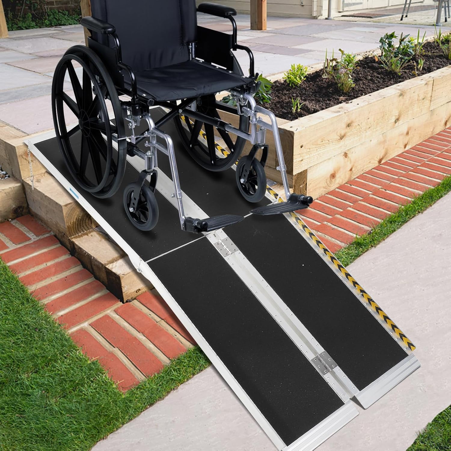 Geetinfly Portable Wheelchair Ramp,10FT Non-Slip Aluminum Folding ...