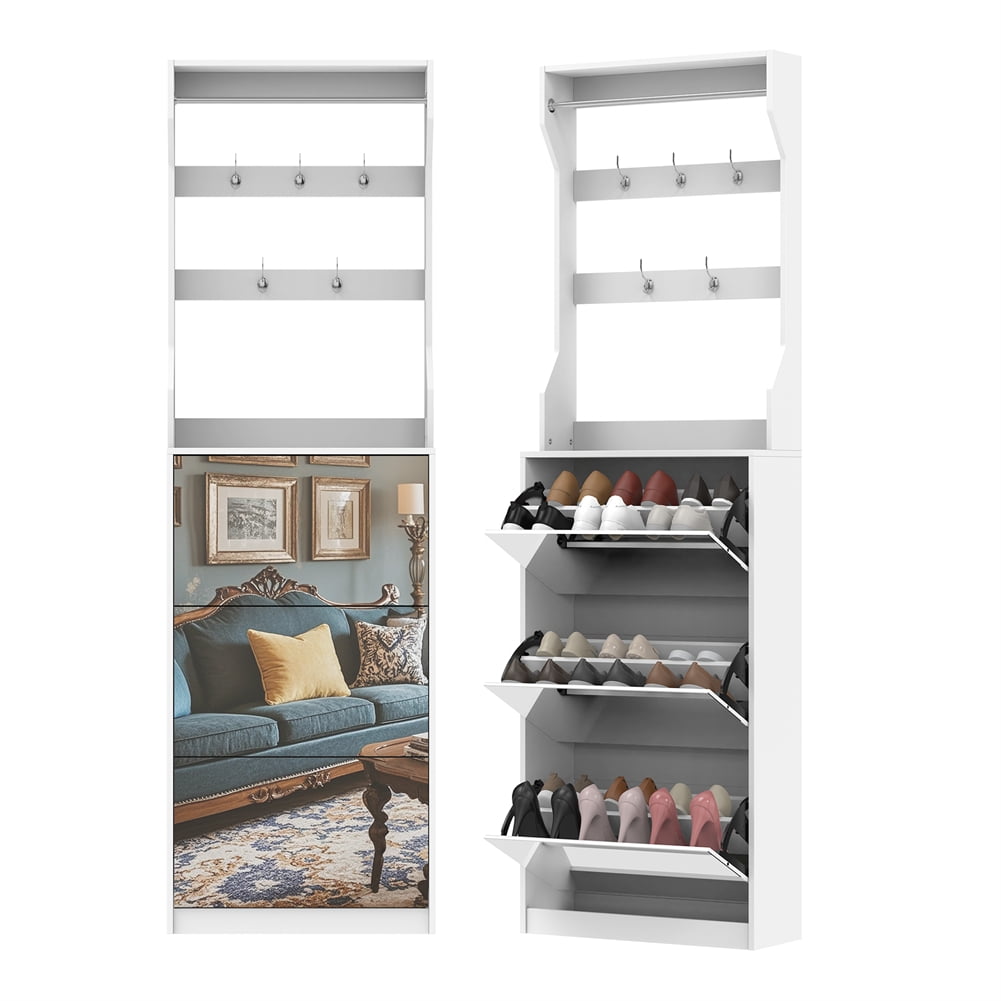 Geetinfly Shoe Storage Cabinet With 3 Flip Drawers, Slim Narrow ...
